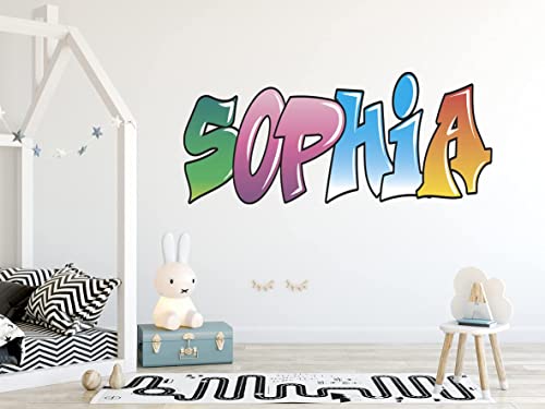 CuteDecals Graffiti Custom Name Wall Decal - Personalized Graffiti Name Art Decal - Unisex Wall Decor - Wall Decal for Nursery Bedroom Decoration (Mini Wide 15''x4'' Height)