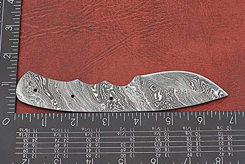 6.75 inches Long Spear Point Blank Blade Skinning Knife, Hand Forged Damascus Steel 3.5" Scale Space with 3 Pin Hole Space, 3 inches Cutting Edge