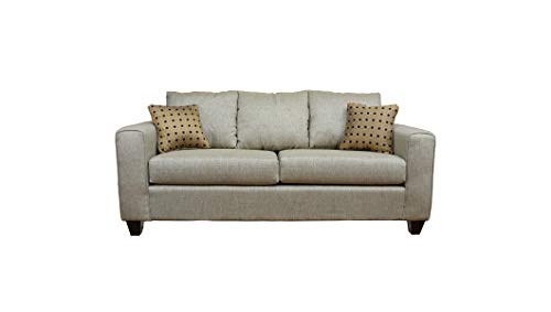 Contemporary Beige Sofa with Gold Colored Decor Pillows
