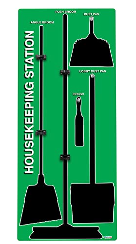 5S Housekeeping Shadow Board Broom Station Green (with Broom Kit)