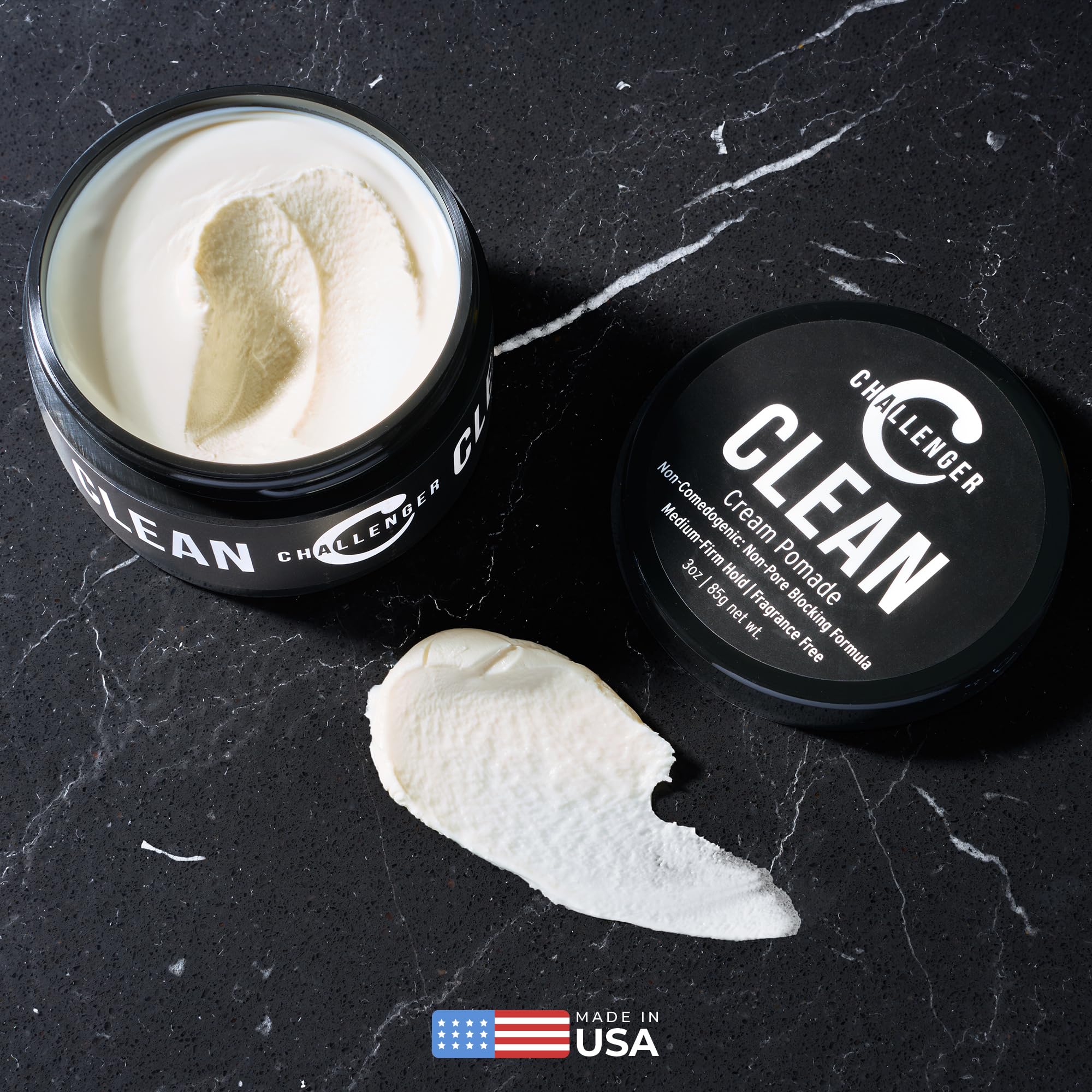 Challenger Fragrance Free Cream Pomade | Non-Comedogenic Styling Product | Unscented Hair Gel | Medium Firm Hold & Clean Ingredients | 3oz