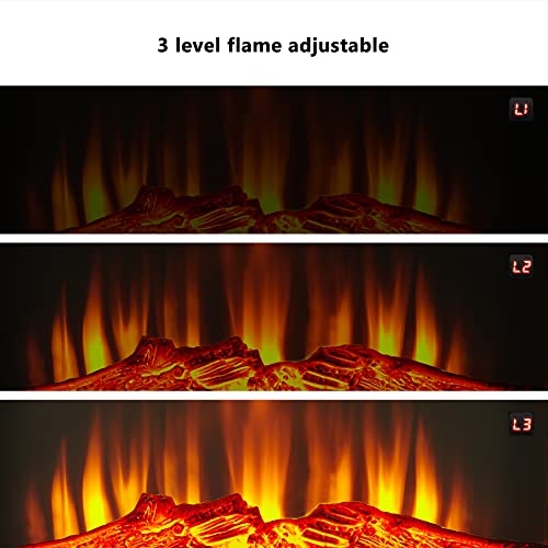 25 Inch 1400W Deluxe Electric Fireplace Mantel Heater, Wooden Freestanding Portable Patio Hearth Space Stove with Remote Control & Realistic Flames Remote Control for Home Room Indoor-White