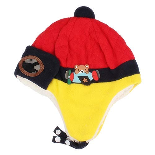 Crochet Earflap Pilot Hats Rabbit Ears Beanie Cap Winter Warm Knit Caps for Toddlers Baby Girls and Boys (red)