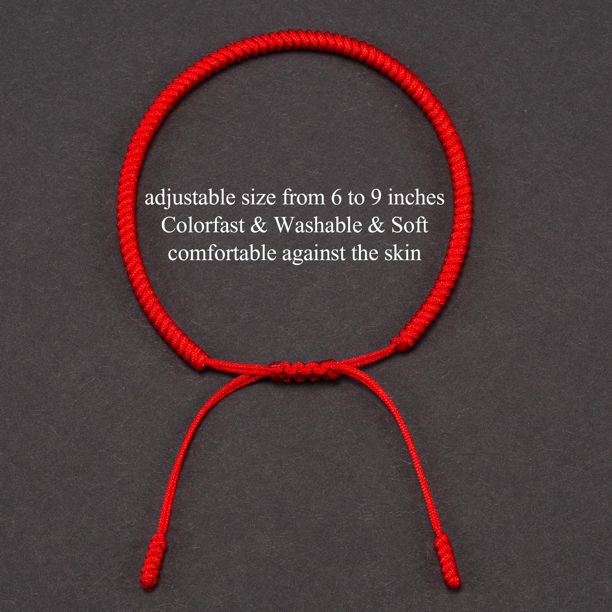 ASEWIHA Tibetan Lucky Red String Woven Bracelet for Protection Men Women Good Luck Red Thread Bracelet Handmade Knots Red Black Cord Rope Bracelet Adjustable,E