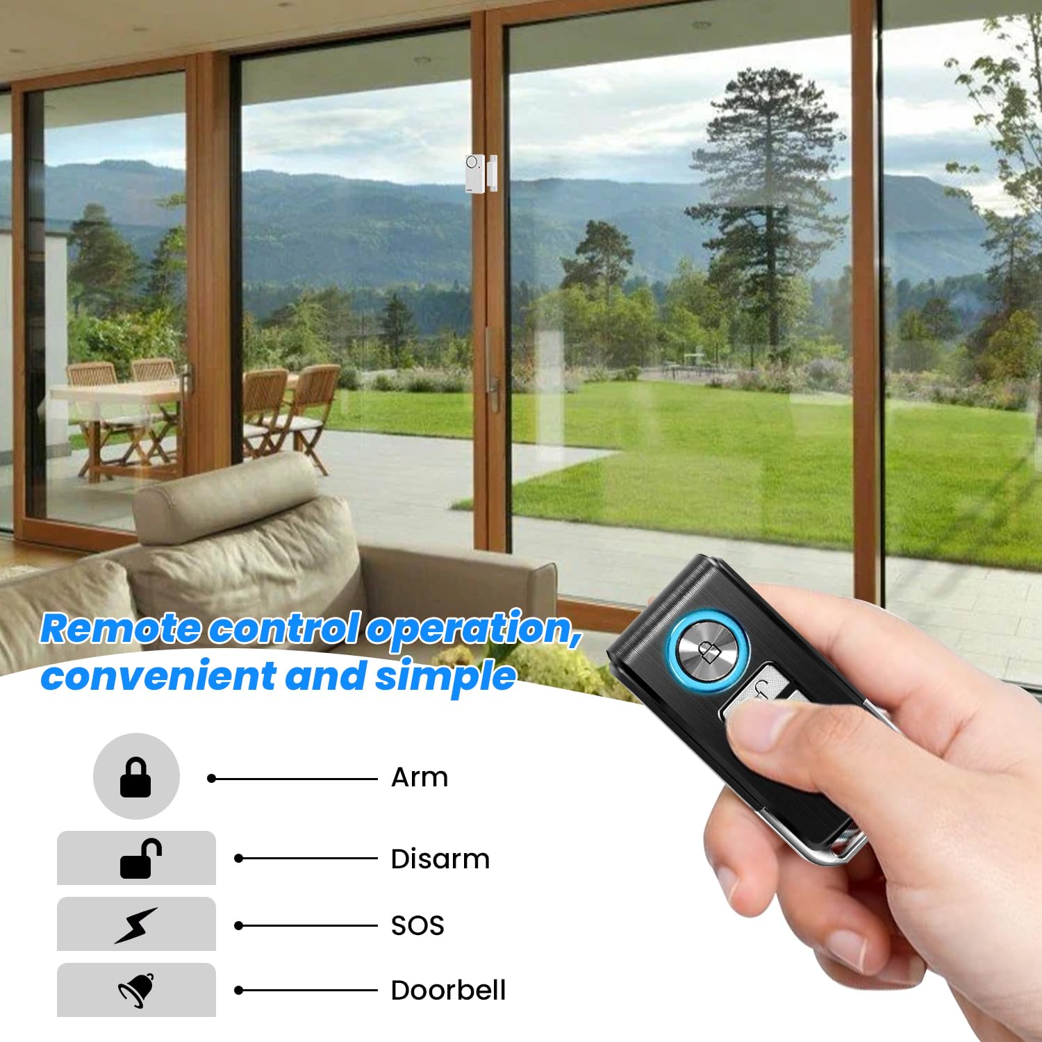HENDUN Wireless Door Alarms When Opened with Remote, Door Security Sensor, Pool Alarm for Kids Safety, Sliding (2 Pack)