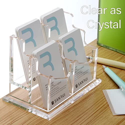 SANRUI Vertical Business Card Holder, Acrylic Business Card Display,Clear Desktop Business Card Stand for Exhibition, Home & Office
