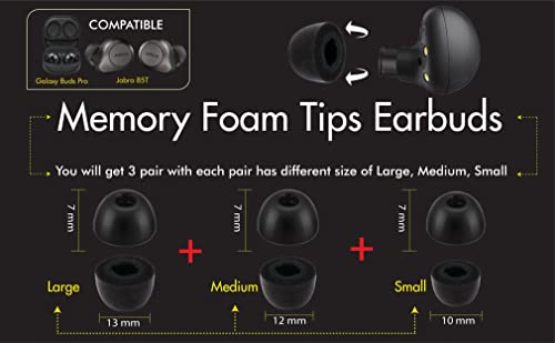 3X Pair Memory Foam Eartip Ear Bud Replacement for Samsung Galaxy Buds Pro Jabra 85t Headset Headphone Earpads Cushion, No Silicone Eartip Pain Anti-Slip, Fit in Charge Case (Size: Mixed L/M/S)