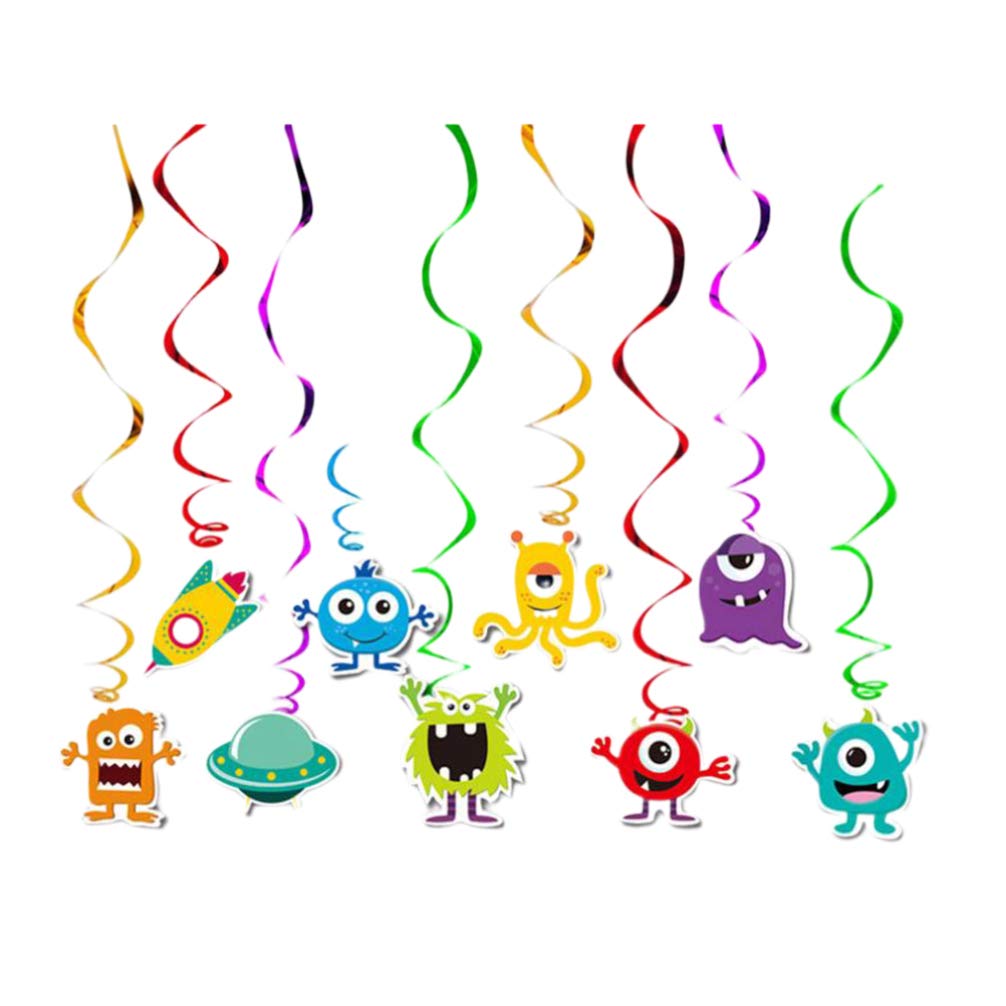 Amosfun 18PCS Useful Cartoon Monster Creative Colorful Cute Spiral Pendants Ceiling Swirl Party Supplies Spiral Streamers for Festival Decorations Birthday Party