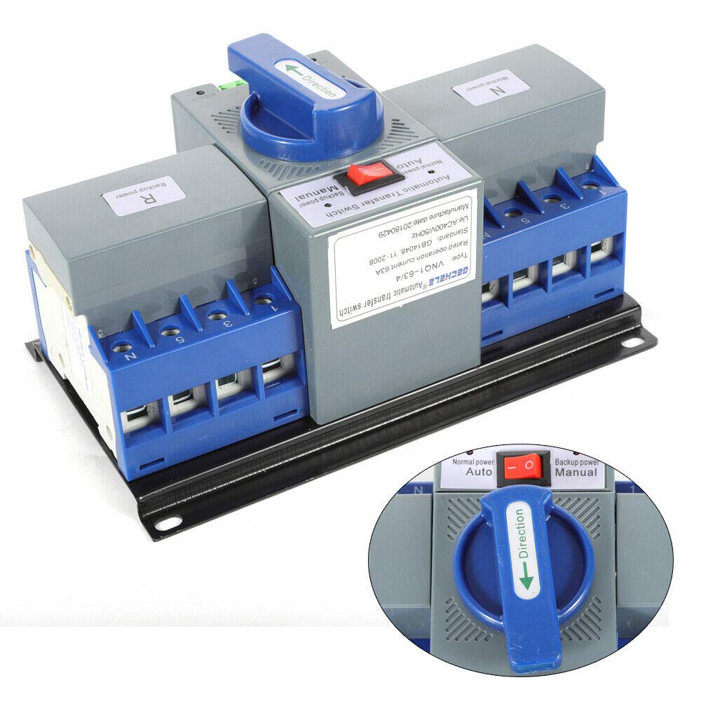 AC110V Mini Dual Power Automatic Transfer Generator Changeover Switch Self Cast Conversion 63A ATS M6 (4P/63A)