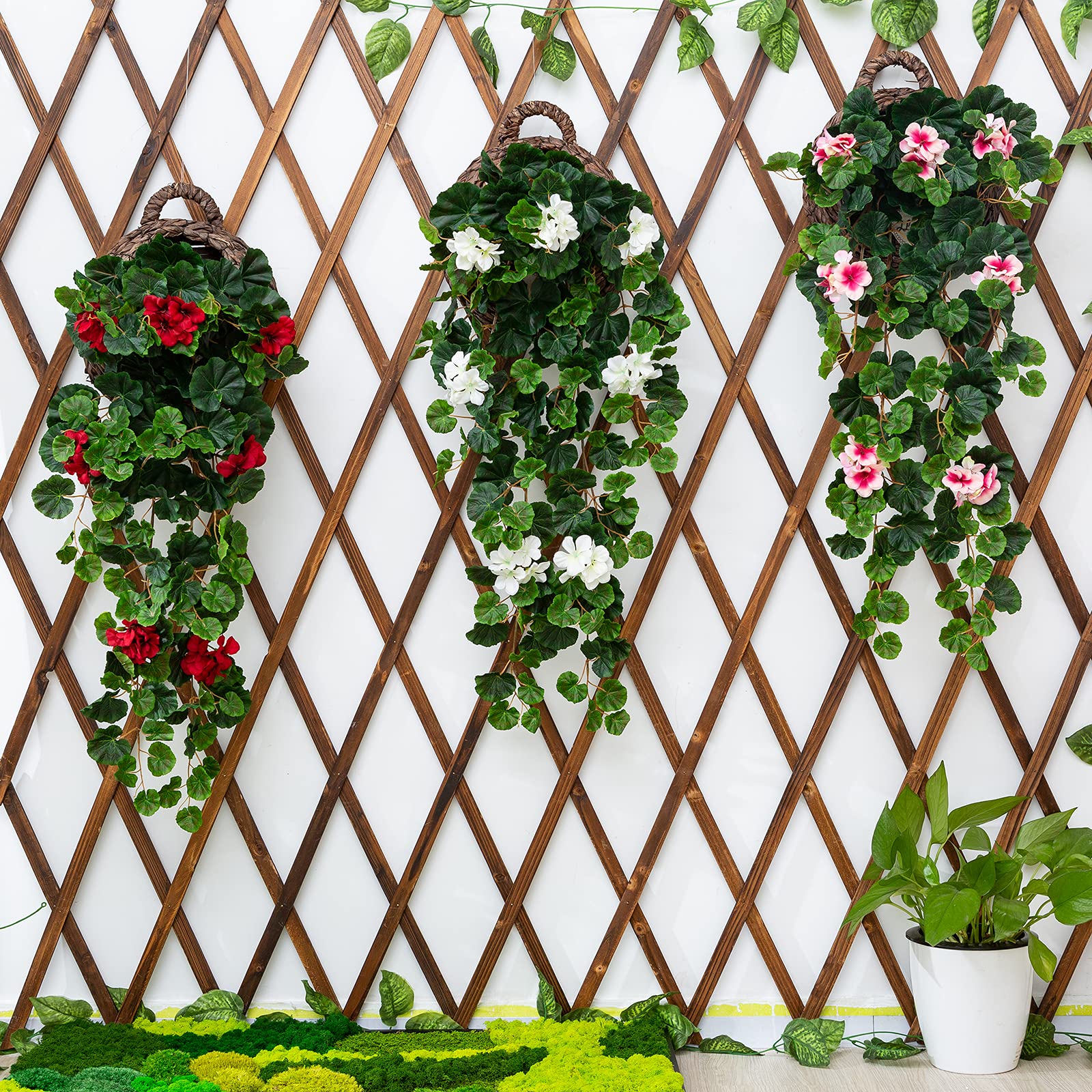 TINGHONG Artificial Hanging Plant 3.2 Ft Fake Vine Begonia Leaf Plant for Wall Home Room Garden Wedding Decoration