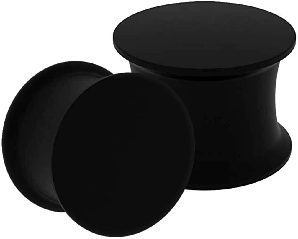 2pc Black Silicone Gauges 1/2 Double Flared Saddle Earring Ear Stretcher Gauge Plug Lobe Earring Piercing Jewelry