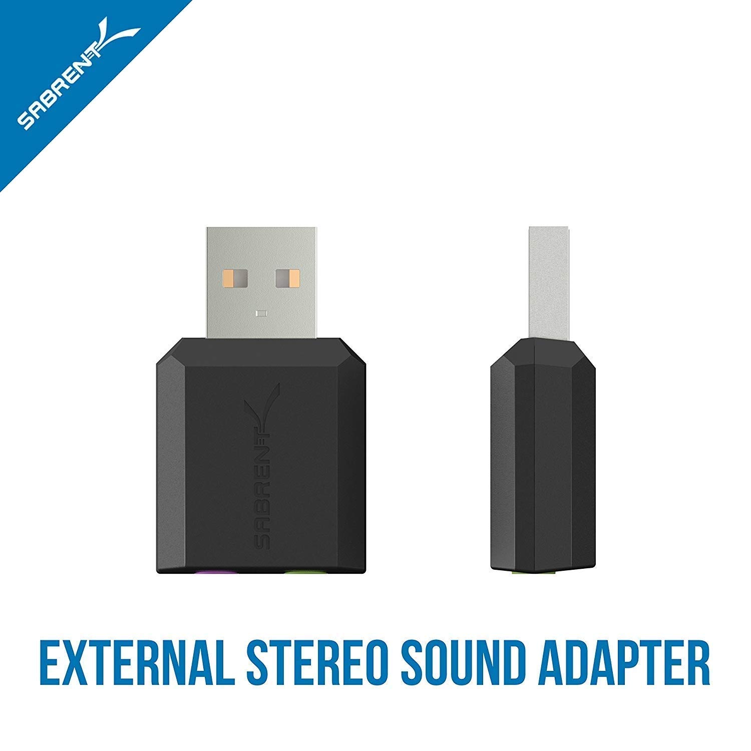 Sabrent SuperSpeed 2-Slot USB 3.0 Flash Memory Card Reader + USB External Stereo Sound Adapter for Windows and Mac.