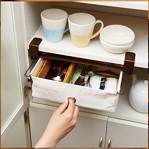 Aimedia Under-Desk Storage Box Under Desk Mounting Table Retrofit Drawers Space Can Be Installed Utilizes Gaps! Slide Box, Alloy Steel, Beige