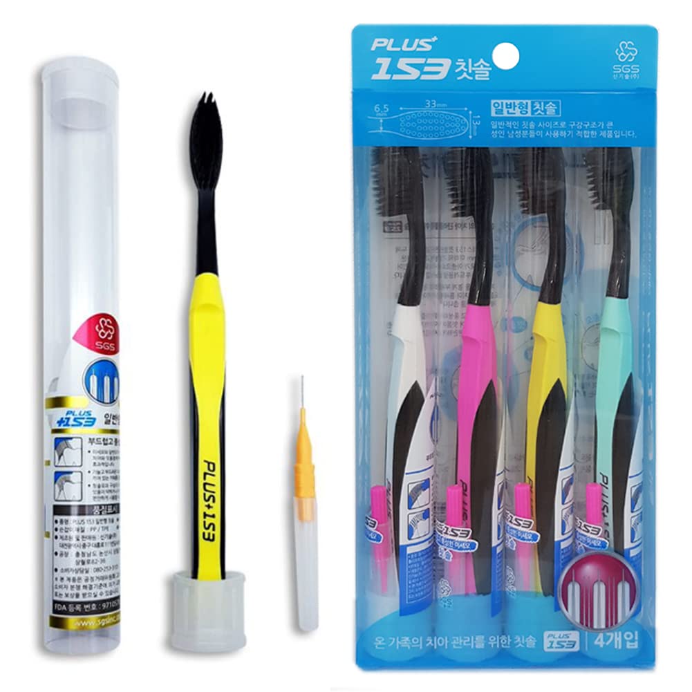 Charcoal Toothbrush Slim Whitening for Adults Children Soft Brush Toothbrush Interdental Brush Kit Storage Case Dental Oral Care Set of 4