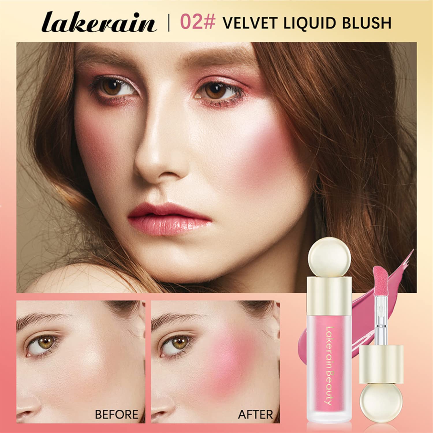 2pc Liquid Blush,Soft Cream Face Blush,Natural Matte Finish Looking, Dewy Cheek Tint, Moisturizing Lightweight Blendable Feel(#01+#02)