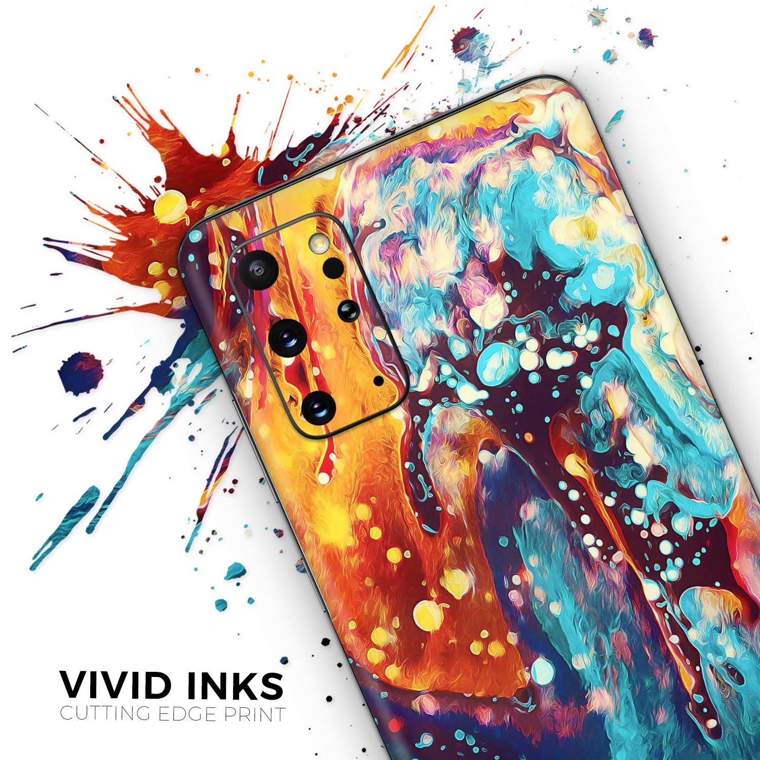 DesignSkinz Liquid Abstract Paint Remix V22 Protective Vinyl Decal Wrap Skin Cover Compatible with The Samsung Galaxy S20 (Screen Trim & Back Glass Skin)