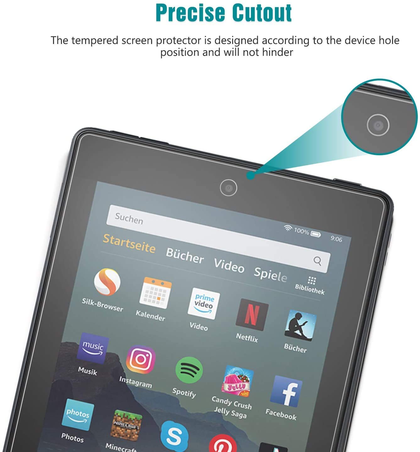 TANTEK [2-Pack Screen Protector for All-New Fire 7 / Fire 7 Kids Edition (9th/7th Gen, 2019/2017 Release),Tempered Glass Film,Ultra Clear,Anti Scratch,Bubble Free