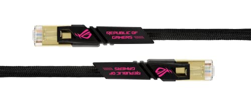 ASUS ROG Cat7 Ethernet Cable – 10 ft Shielded Gaming LAN network cable high speed network up to 600MHz & 10GB Transfer Rates, Nylon Braided, Gold Plated