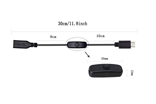PNGKNYOCN 30cm USB C Male to Female On/Off Switch Cable YOUCHENG for Raspberry Pi 4 (2-Pack)