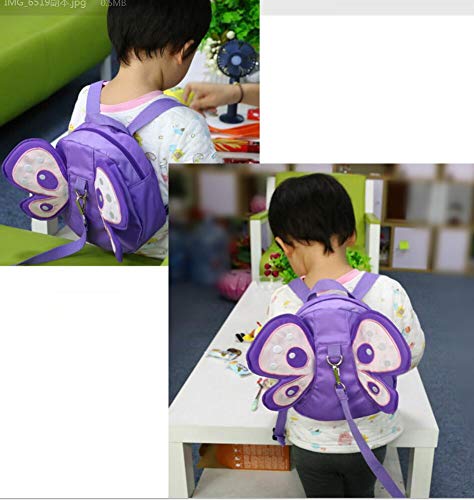 Hipiwe Baby Anti-Lost Backpack Butterfly Walking Safety Belt Harness Toddler Reins Strap with Leash (Purple)
