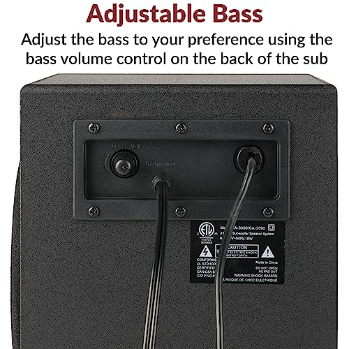 Cyber Acoustics 2.1 Subwoofer Speaker System with 18W of Power – Great for Music, Movies, Gaming, and Multimedia Computer Laptops (CA-3090)