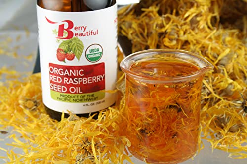 Berry Beautiful Certified Organic Red Raspberry Seed Oil - Cold-pressed from US grown raspberries (1 fl oz)