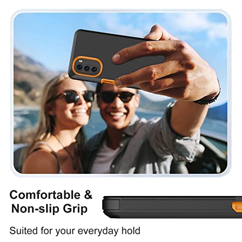 Aimoll-88 Moto G 5G 2022 Case: Heavy Duty Shockproof Protection, Built-in Screen Protector, Black/Orange