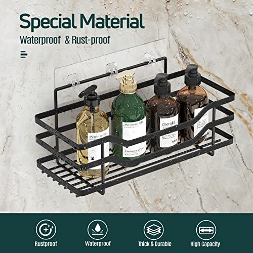 ACMETOP Adhesive Shower Caddy 3-Pack Shower Organizer No Drilling Shower Shelves with 3 Hooks & Soap Holder, Rustproof SUS304 Stainless Steel Bathroom Caddy, Shower Shelf for Inside Shower