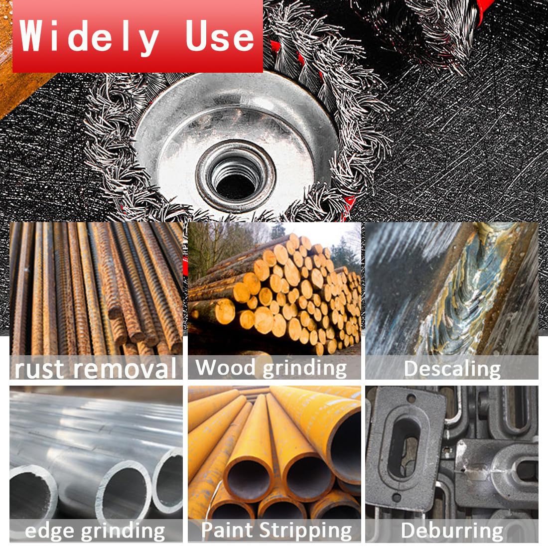 5 Pack Wire Wheel for Angle Grinder, 4 Inch Angle Grinder Wire Wheel with 5/8-11 Thread Arbor, Wire Wheel for 4 1/2 Angle Grinder, Carbon Steel Wire Brush for Cleaning Rust and Polishing