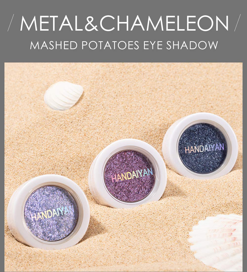 AKARY 12 Colors Glitter Eyeshadow, Mashed Potato Pearlescent Monochrome Eyeshadow Polarized Light Not Smudged Eye Shadow, Highly Pigmented Eye Makeup Cosmetics Gift for Women And Girls Eye Brightening Flash Powder (#06Red brown)