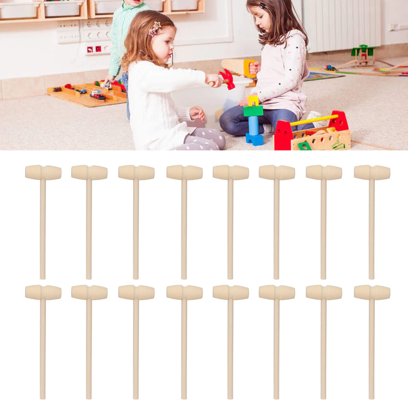 30 pcs Mini Wooden Hammer Kids Toys,Small Unfinished Hammer Toy DIY Painting Beating Hammer Toy Educational Wooden Tools for Smashing Cakes
