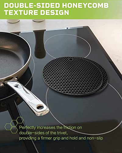 Armrouns Silicone Trivet Mats 2/4 pcs , Heat Resistant 600 ℉ 7.1 Inch Food Grade & BPA Free. Multipurpose Non-Slip Hot Pot, Hot Dishers, Jar Opener. (7.1inch, 2)