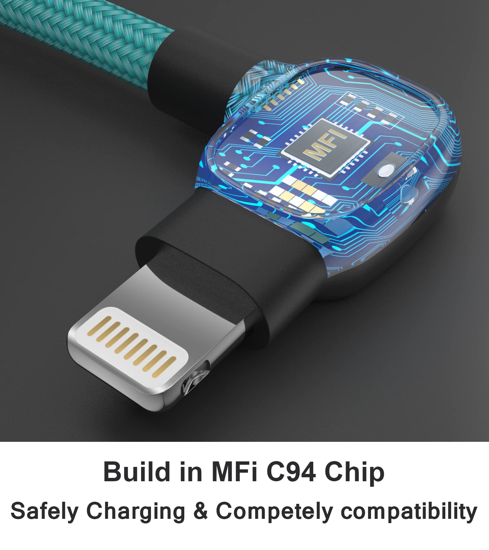 USB C to Lightning Cable 6ft [Apple MFi Certified] Fast Charging 90 Degree iPhone Charger to Type C Cable Compatible with iPhone 13/13Pro/12 Pro Max/11Pro/XS/XR/X/8 Plus/7(Green)