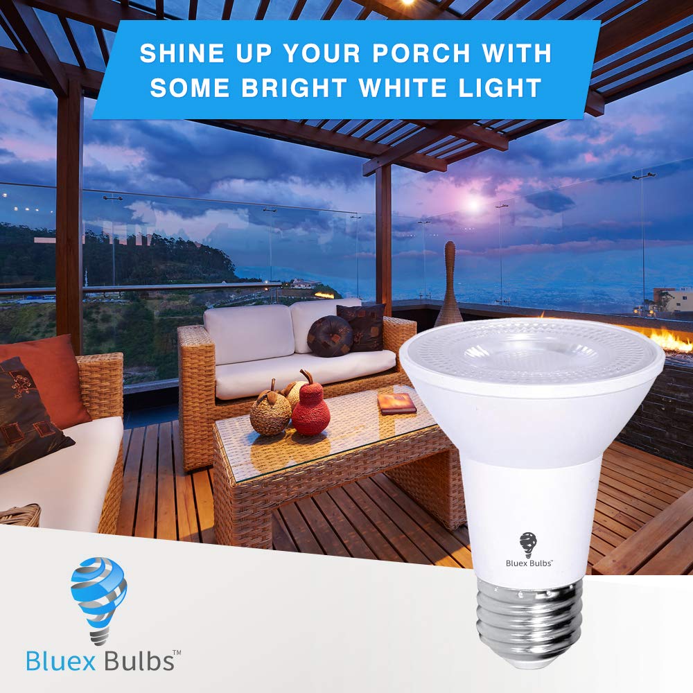 4 Pack PAR20 LED Flood Dusk to Dawn Light Bulbs Outdoor Photocell Sensor 8W 65 Watt Equivalent 700Lumens Waterproof E26 5000K Cool White Super Bright Auto On/Off Security Spotlight Indoor/Outdoor