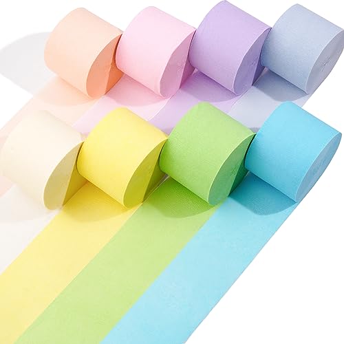 8 Pack Pastel Party Decorations - Crepe Paper Streamers Rolls, 656ft Value Pack Pastel Streamers ā Each Roll 82 ft Long & 1.8ā Wide ā Wonderful Pastel Colors for Birthday, Party, Wedding Decorations.