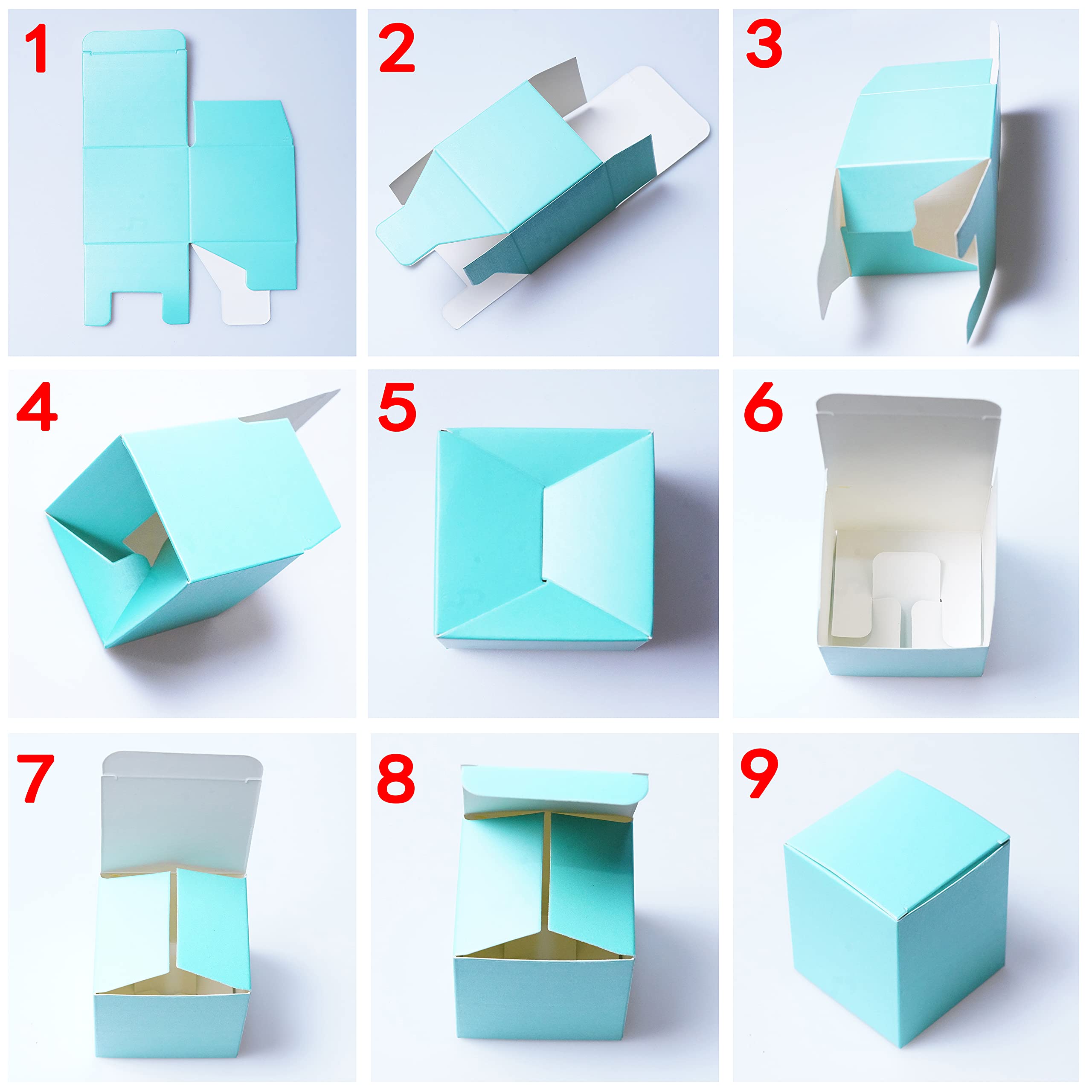 AKIO CRAFT Turquoise Small Cube Candy Boxes Bulk Teal Blue Wedding Party Favors Gift Boxes Baby Bridal Shower Thank You Treat Candy Boxes Supplies, 2x2x2 inch, 50pc
