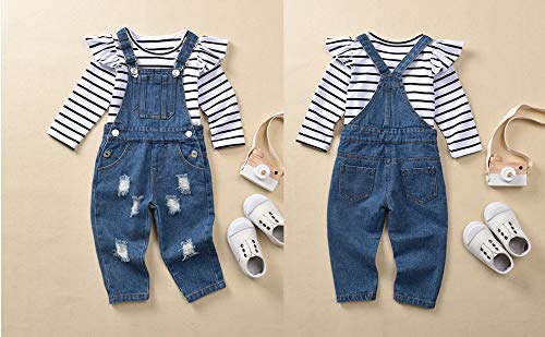 HINTINA 2PCS Baby Girls Clothes Toddler Jumpsuit Rompers Adjustable Overalls Set