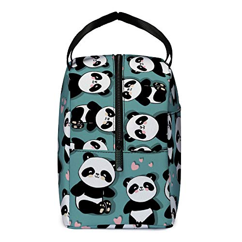 Panda Lunch Bag, Cute Kids Insulated Lunch Box Reusable Cooler Tote Bag Multi-functional School Lunch Container for Teen Boys Girls (Teal)