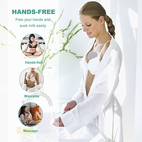 OMFMF Wearable Breast Pump,Quiet & Hands-Free,Portable,in-Bra Double Electric Breast Pump,Pain Free Strong Breastfeeding Pump Strong Suction 2 Pack(Gray)