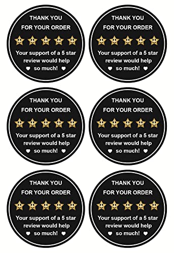 5 Star Review Delivery Labels,2 inch 300pcs Thank You for Your Order Stickers