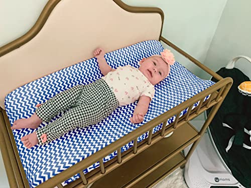 Changing Pad Cover β Premium Baby Changing Pad Covers 4 Pack β Boy or Girl Changing Pad Cover β Pure Cotton Machine Washable Navy and White Changing Table Cover β Diaper Changing Pad Cover Sheets