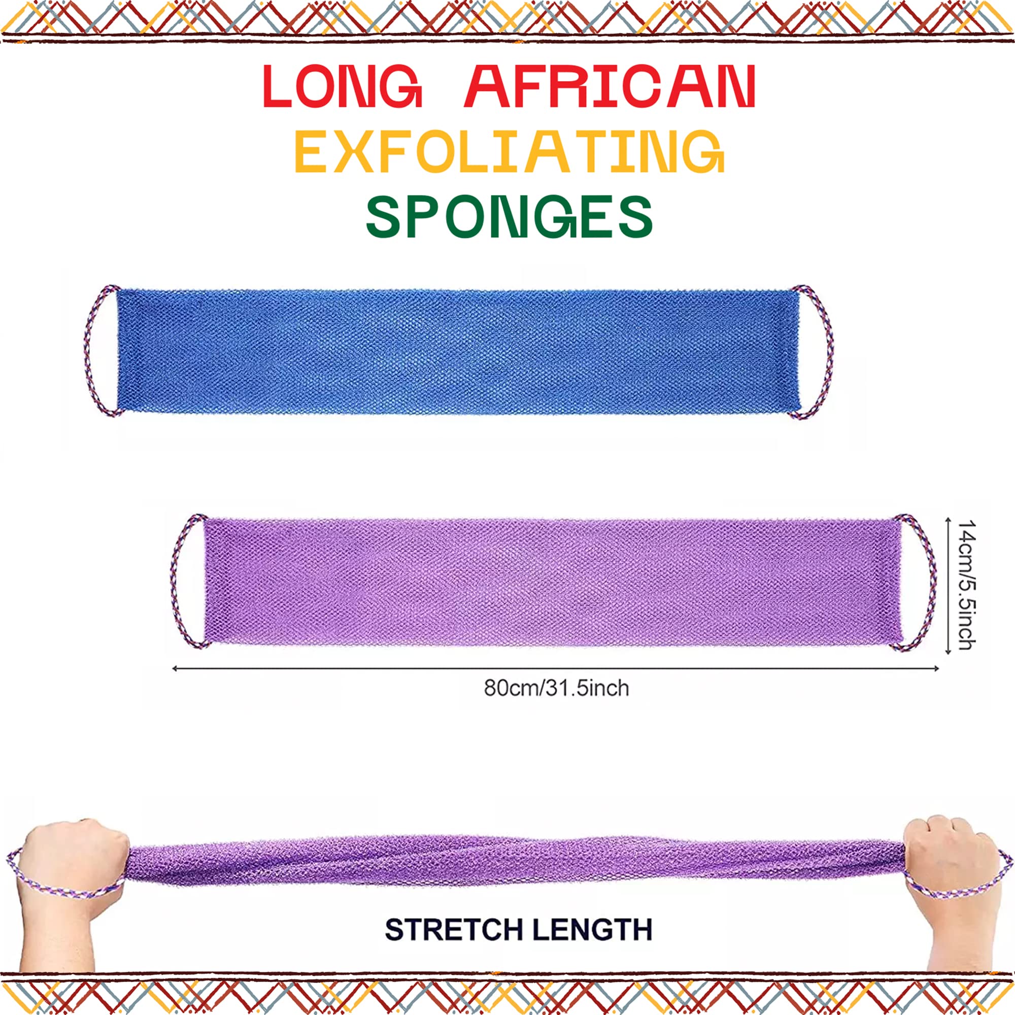 5 Pack Splendora African Net Sponge | "3 Exfoliating Net Sponge" & "2 XL Body Scrub" w/Rope