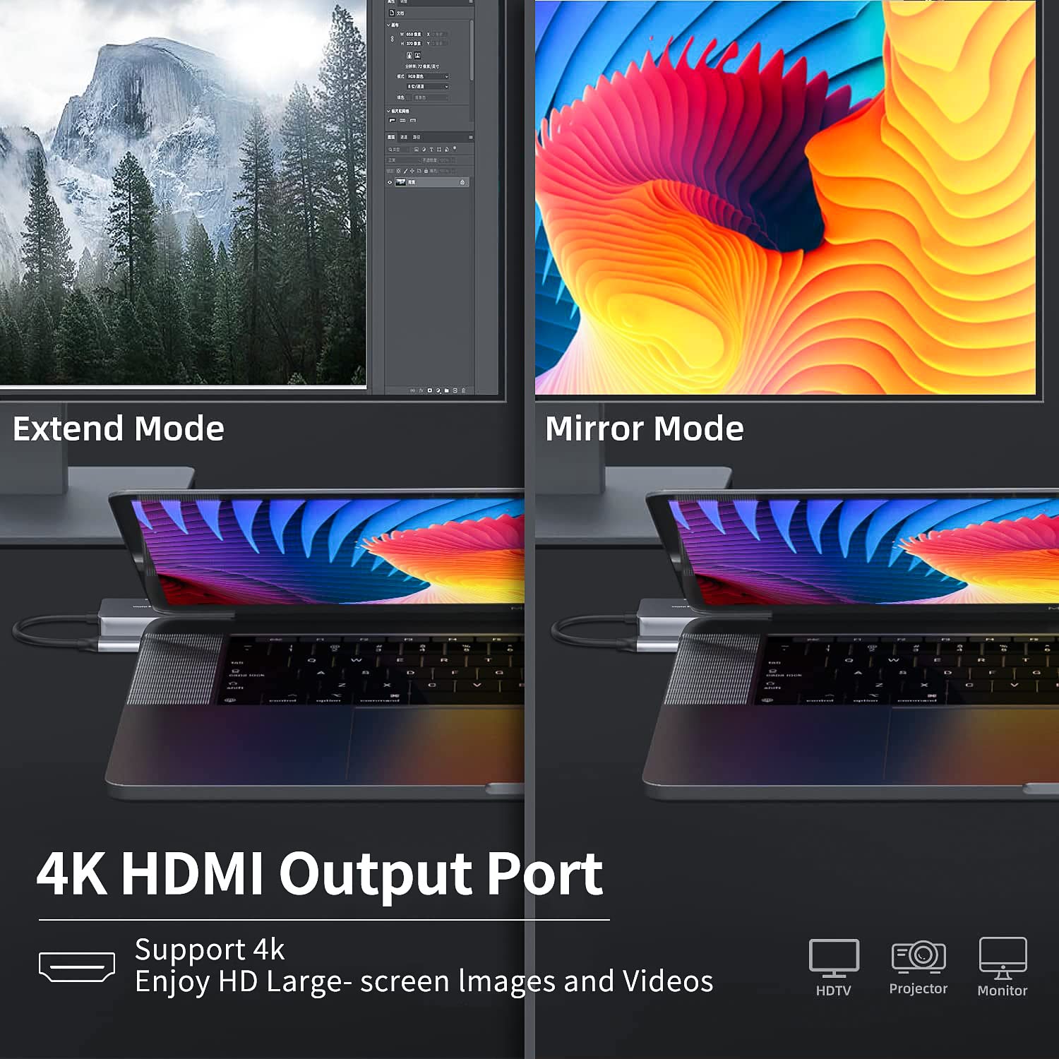 5-in-1 Dock Station,USB Type c HUB with 4k@60HZ, 2*USB2.0 Ports, PD3.0 and RJ 45 10/100M Compatible with MacBook Air Pro,iPad pro, Surface Laptop/Pro and More