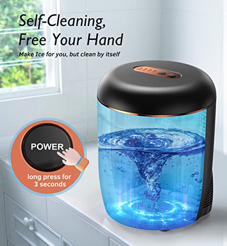 33Lbs Ice Maker Countertop, 10 Ice Cube Ready in 8-9 Mins, Crystal Clear Ice, 33Lbs/24H, Self-Cleaning Clear Ice Maker Machine, 2 Sizes Ice Cube Maker, Ice Scoop/Basket/Hook, for Home Camping Party RV