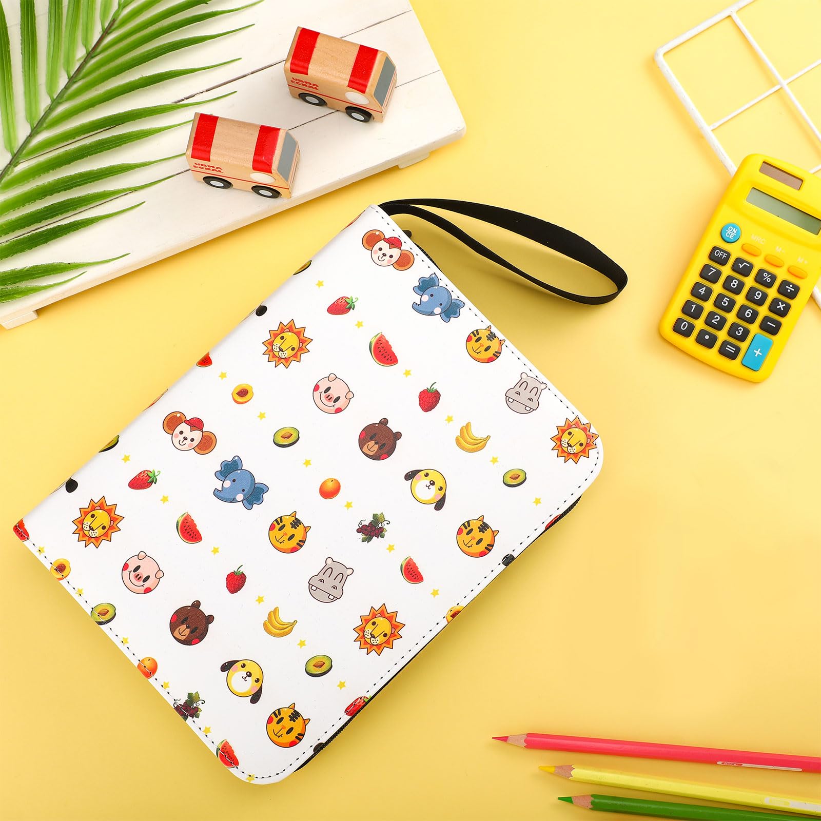 300 Mini Card NFC Tag Binder Holder Animal Design Game Pockets 1.3 x 1.5 Inch Card Carrying Case with Secure Zipper