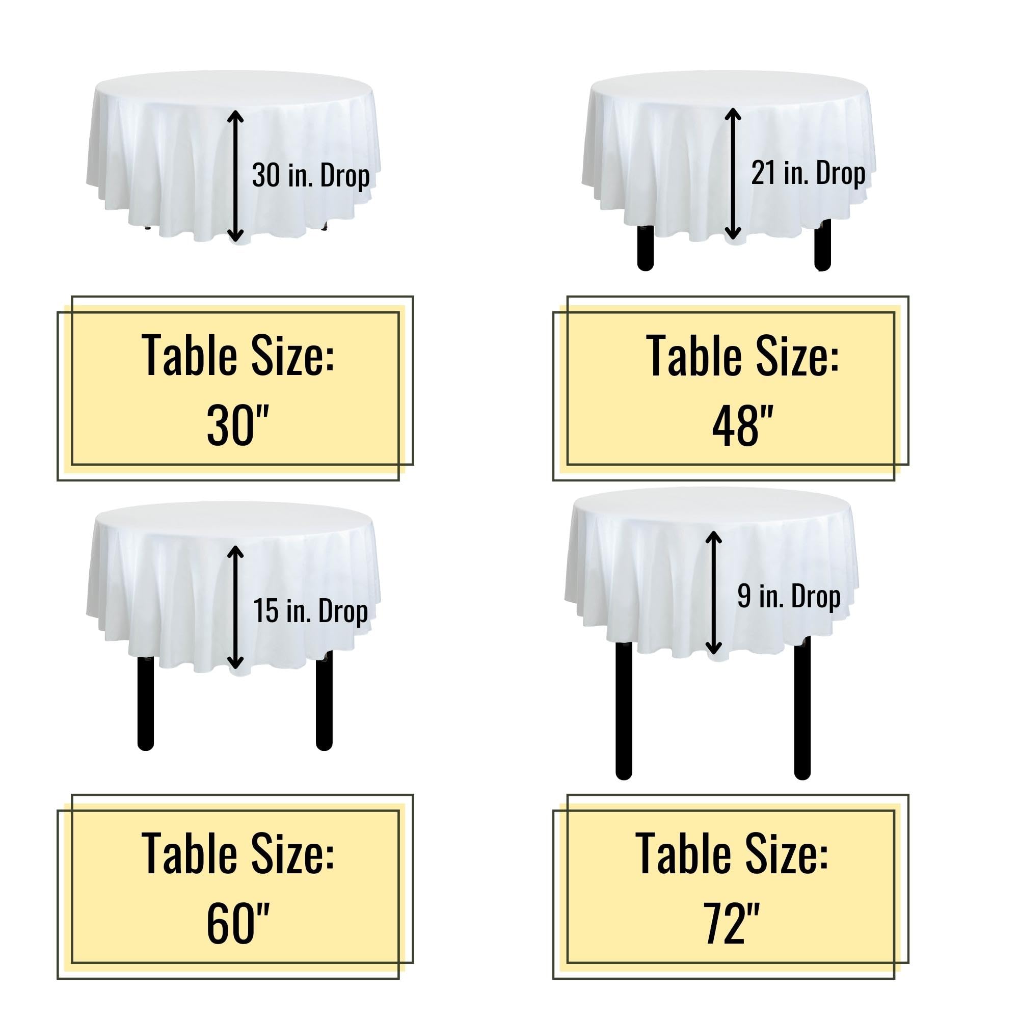 6-Pack White Round Paper Tablecloths β 82in Paper Table Cloths for Parties Disposable β Linen Like Disposable White Tablecloth Round Cover with Plastic Backing