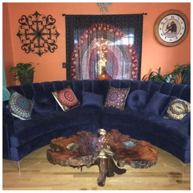 Legend Vansen Velvet Sofa for Living Room Oversized Round Shape Sectional, 142" L x 31" D x 36" H, Navy Blue
