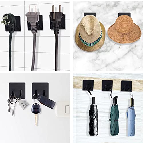 ArtHue Adhesive Hooks, Stainless Steel Razor Holder for Shower Hooks,Heavy Duty Wall Mount Robe Towel Hooks for Bathroom Bedroom Hanging Coat, Hat, Key -Black(6pack)