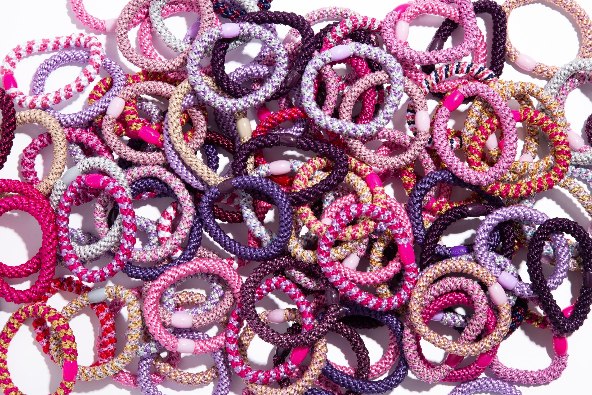 L. Erickson Grab & Go Pony - Cotton Candy - 8 Pack Ponytail Holder Hair Ties - Pink and White Mix