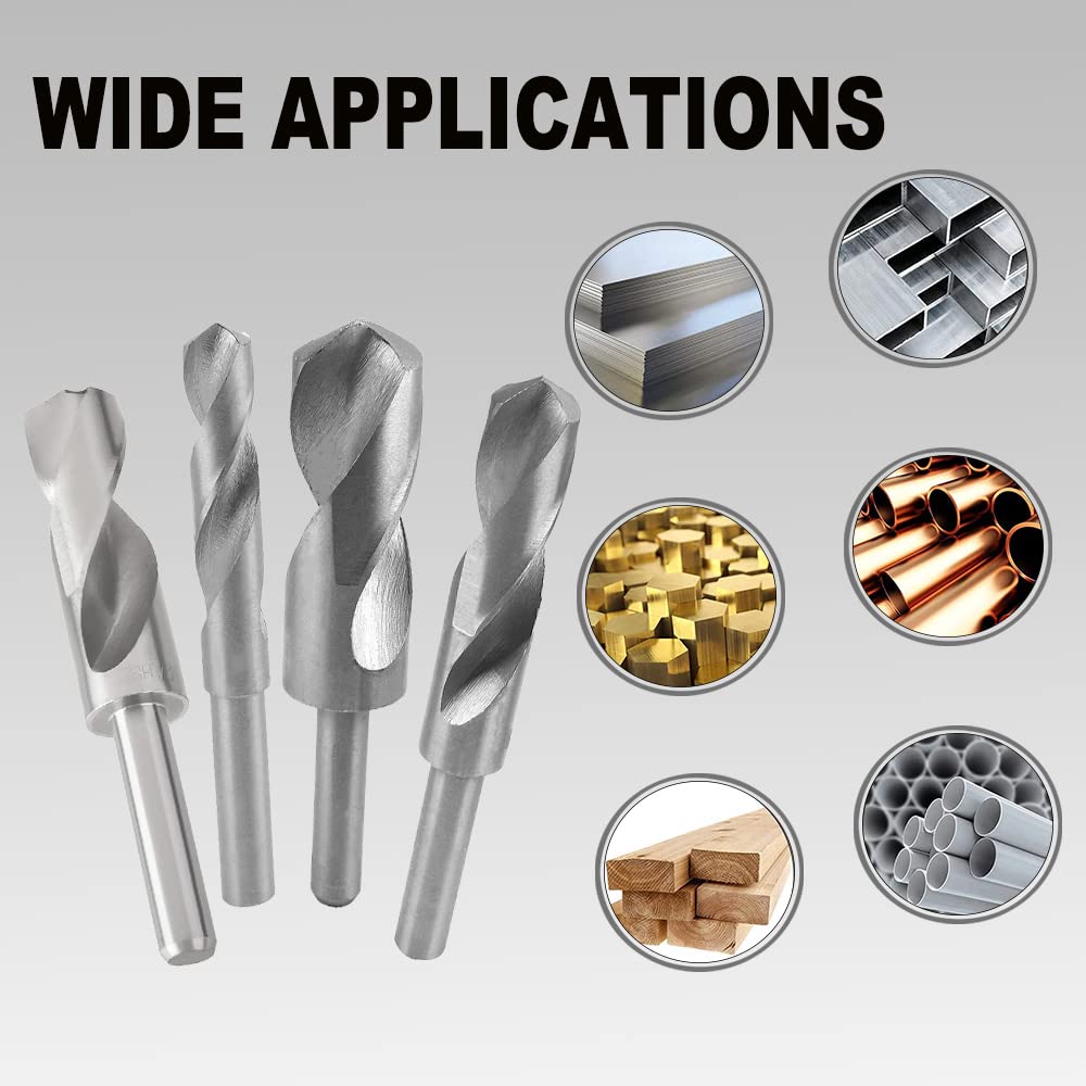 Utoolmart 130mm-155mm Length 1/2 inches High-Speed Steel Metal Twist Drill Bit Shank/Retractor Drill Bit Set Tool Straight Shank Rolling Process 26mm Drill Bit Diameter Milling Process 1 pcs